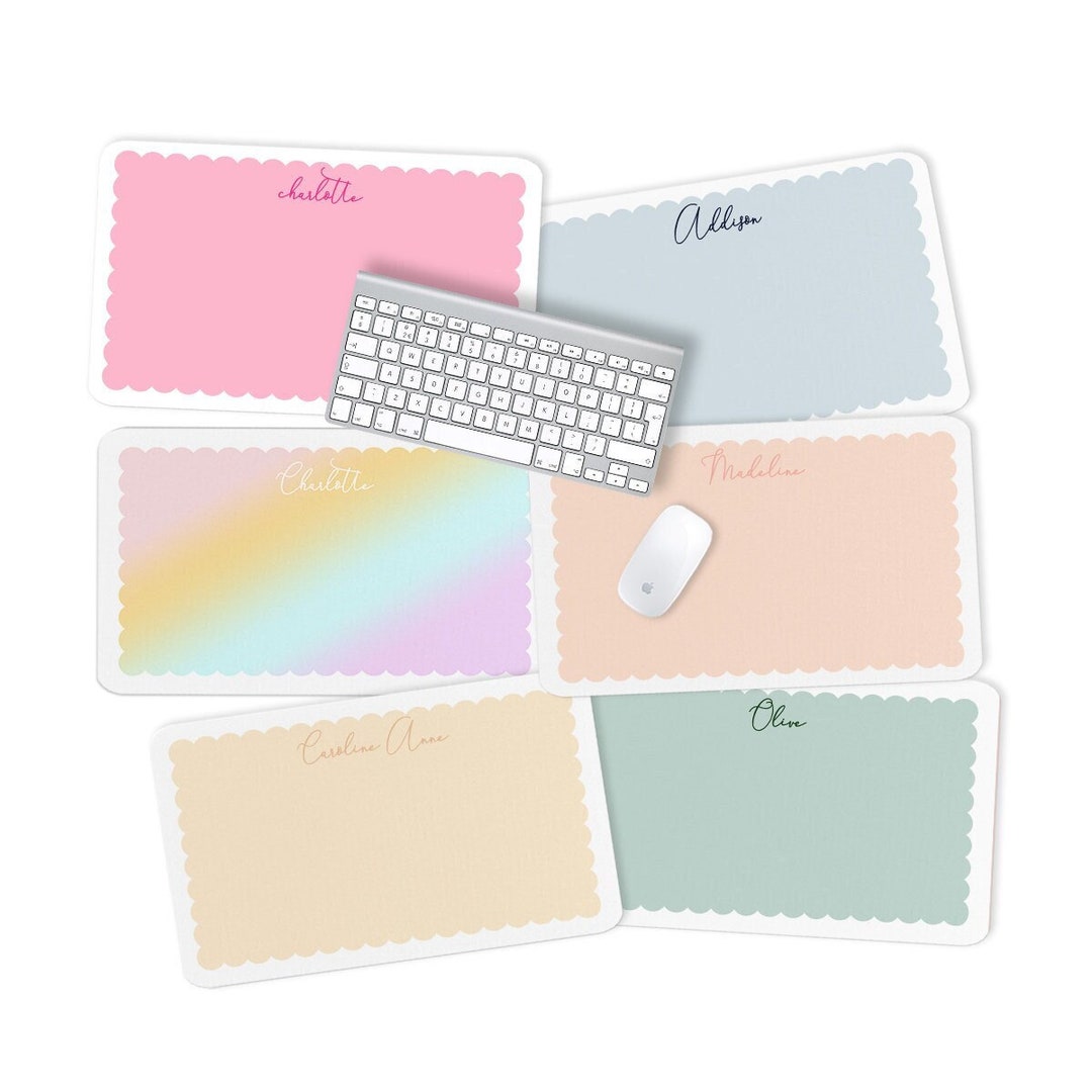 Custom Name Scallop Desk Pad, Personalized Desk Cushion Pad, Initial ...