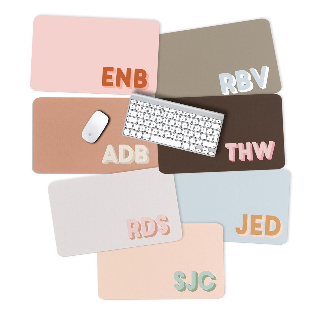 Initial Shadow Boho Desk Pad, Personalized Desk Cushion Pad, Monogram ...