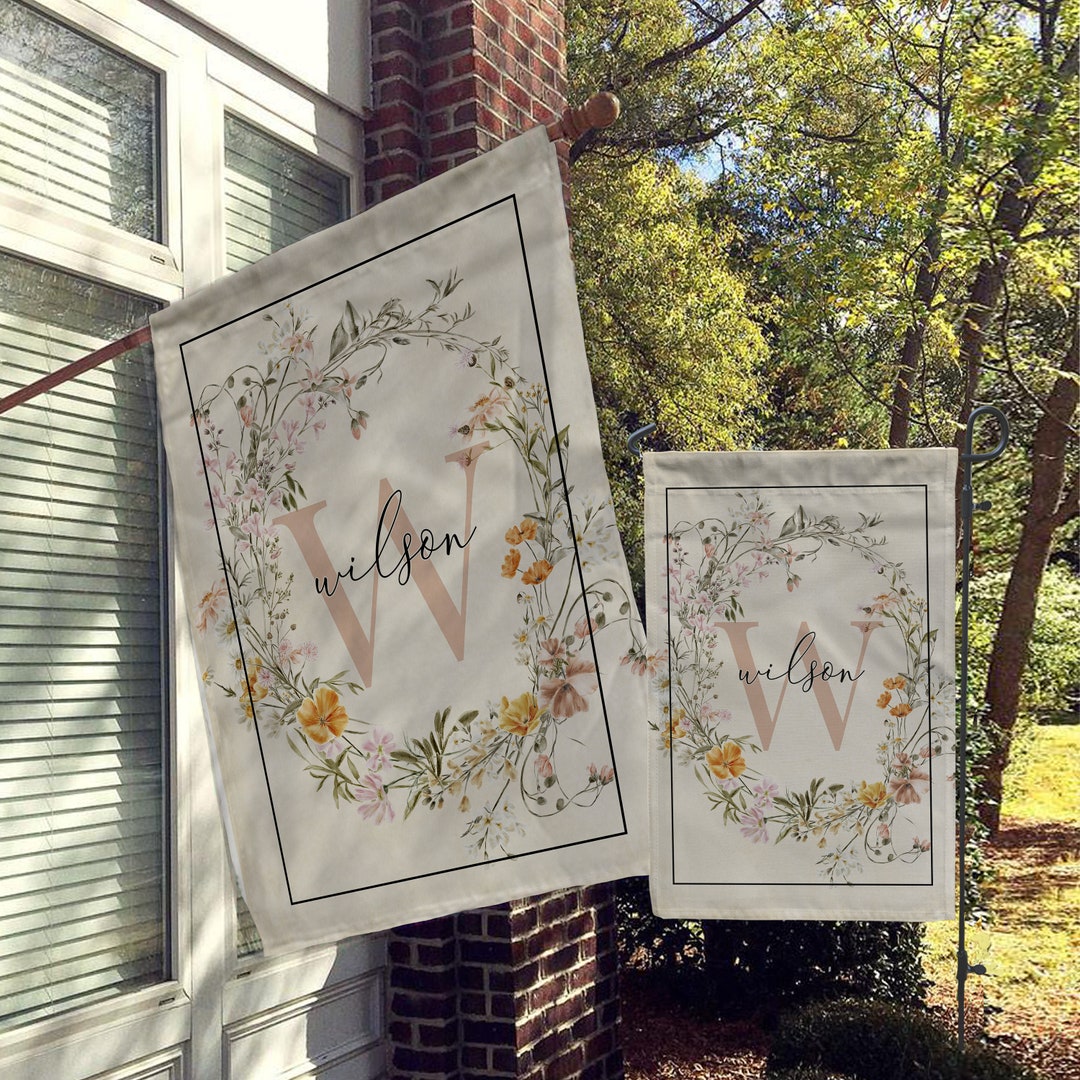 Personalized Garden Flag, Custom Garden House Flag, Boho Floral Garden ...