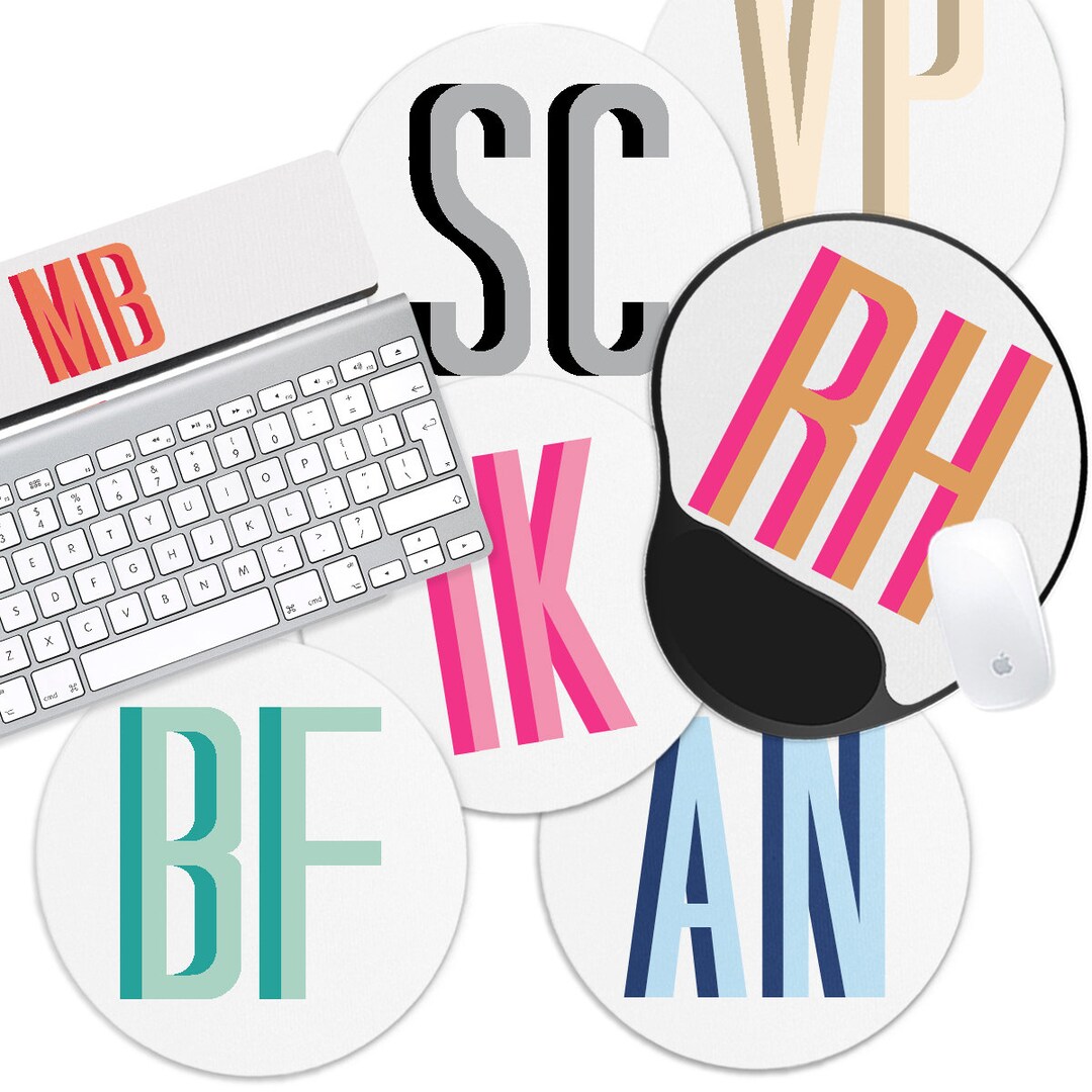 Personalized Initial Mouse Pads, Custom Wrist Rest, Initial Gel ...