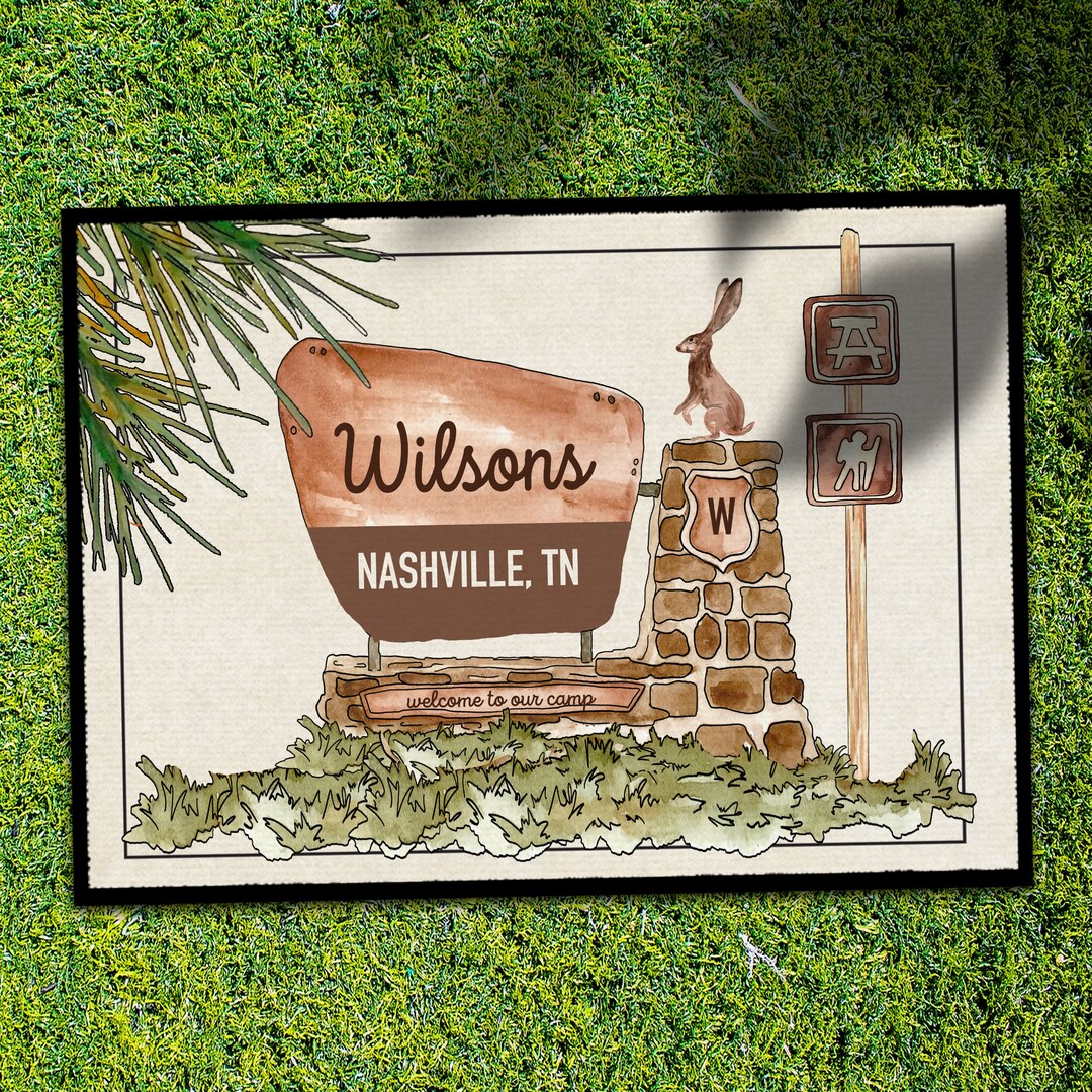Personalized Camping Mat Custom Camp Site Door Mat Monogram Camping