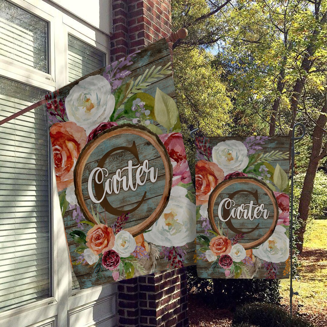 Personalized Garden Flag, Custom Garden House Flag, Monogram Flag ...