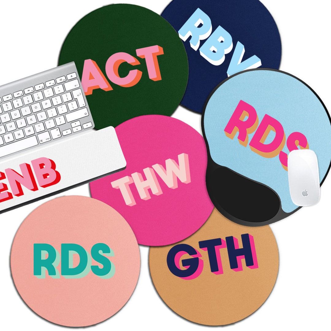 Personalized Shadow Initial Mouse Pads, Custom Wrist Rest, Initial Gel ...