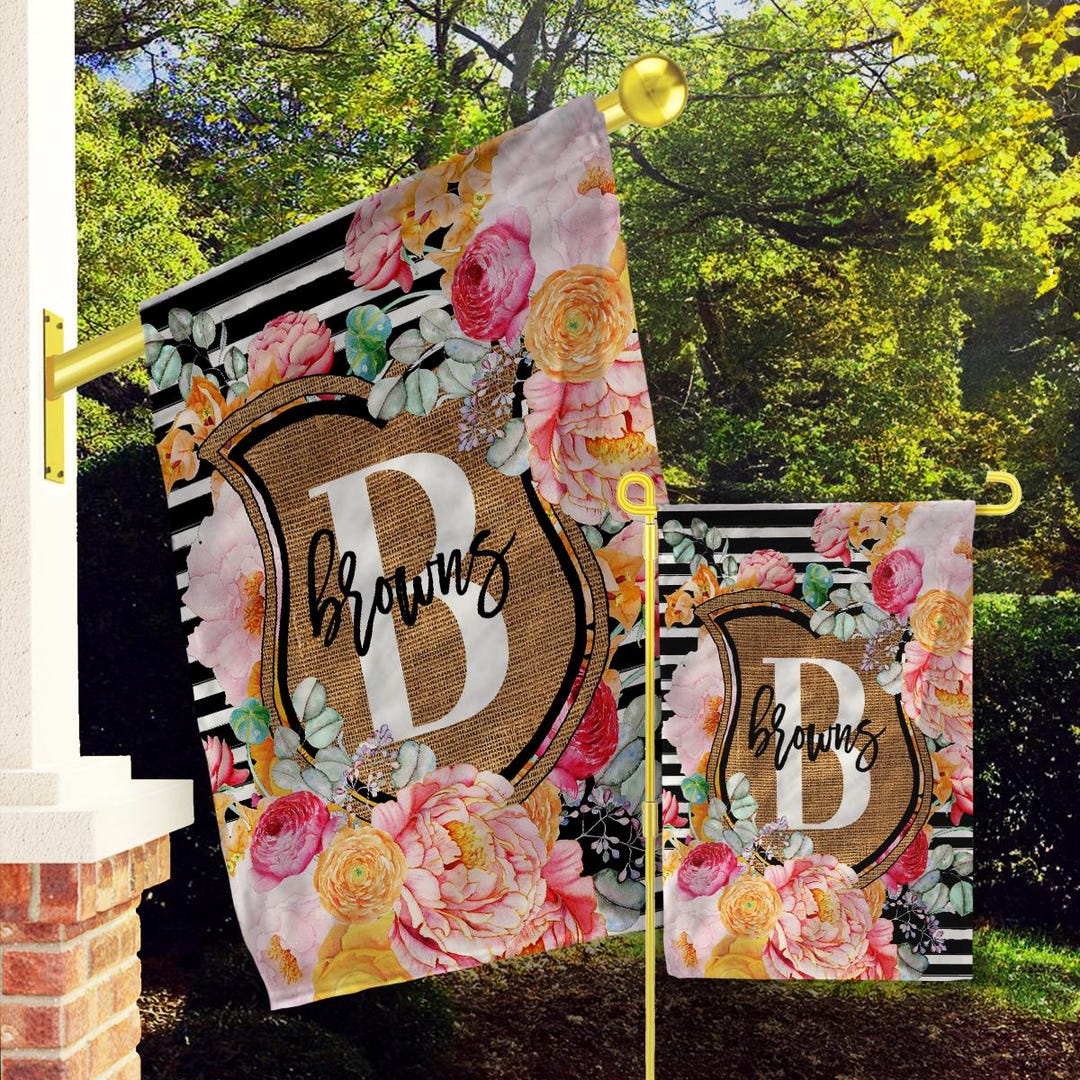 Personalized Flag, Monogram Garden Flags, Custom House Flag, Modern ...