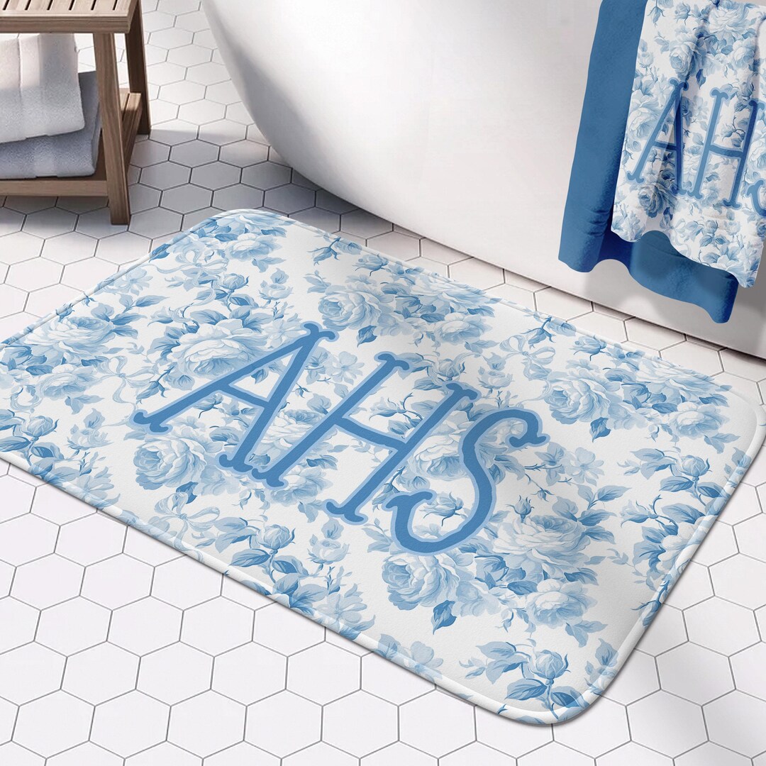 Monogrammed Bath Mat, Personalized Rug, Bath Mat, Personalized Bathroom ...