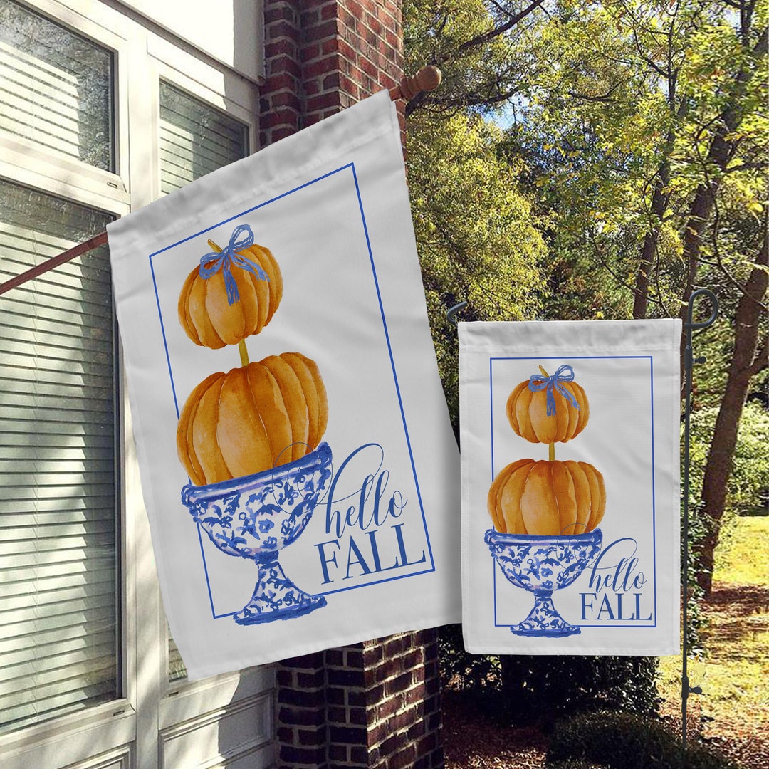 Welcome Pumpkin Topiary Fall Garden Flags, Fall House Flag, Welcome ...