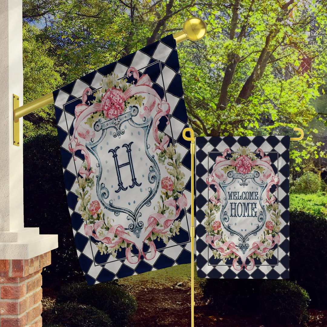 Personalized Flag, Monogram Garden Flags, Custom House Flag, Preppy ...