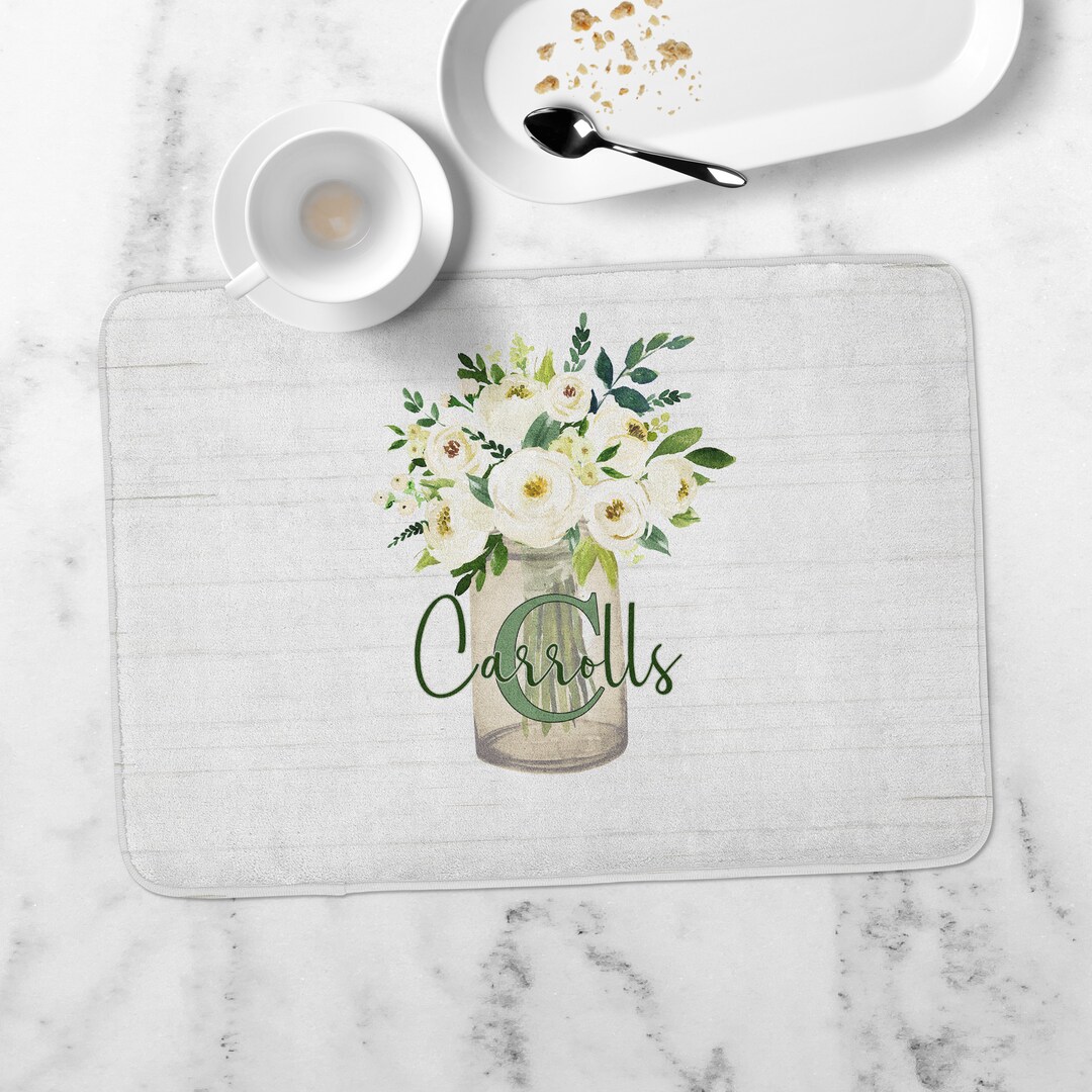 Custom Dish Mat, Personalized Drying Mat, Monogrammed Kitchen Decor ...