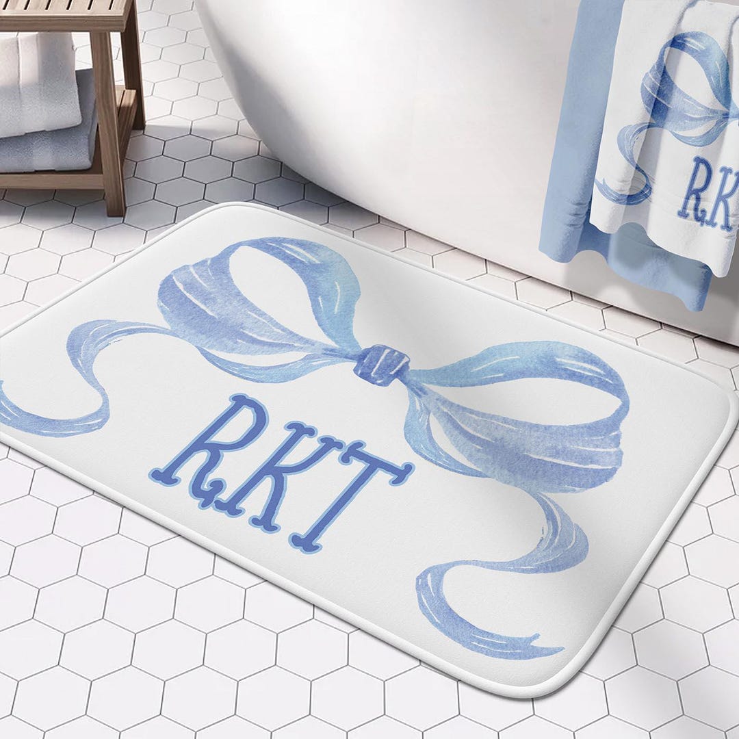 Monogrammed Bath Mat, Personalized Rug, Bath Mat, Personalized Bathroom ...