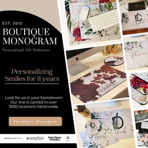 Initial Shadow Boho Desk Pad, Personalized Desk Cushion Pad, Monogram ...