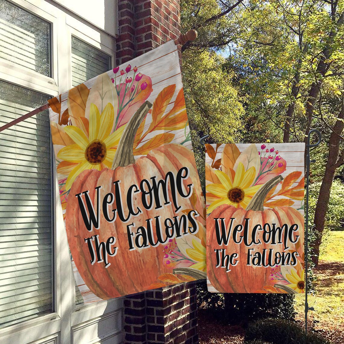 Personalized Flag Custom Fall Garden & House Flag Farmhouse | Etsy