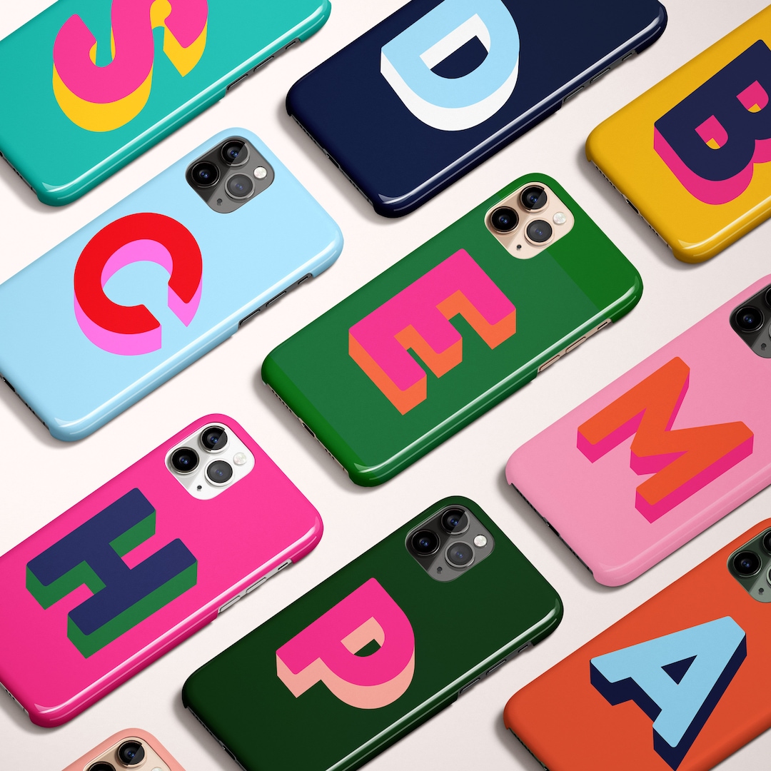 Personalized Shadow Initial Phone Case, Custom Name Case, iPhone 15 ...