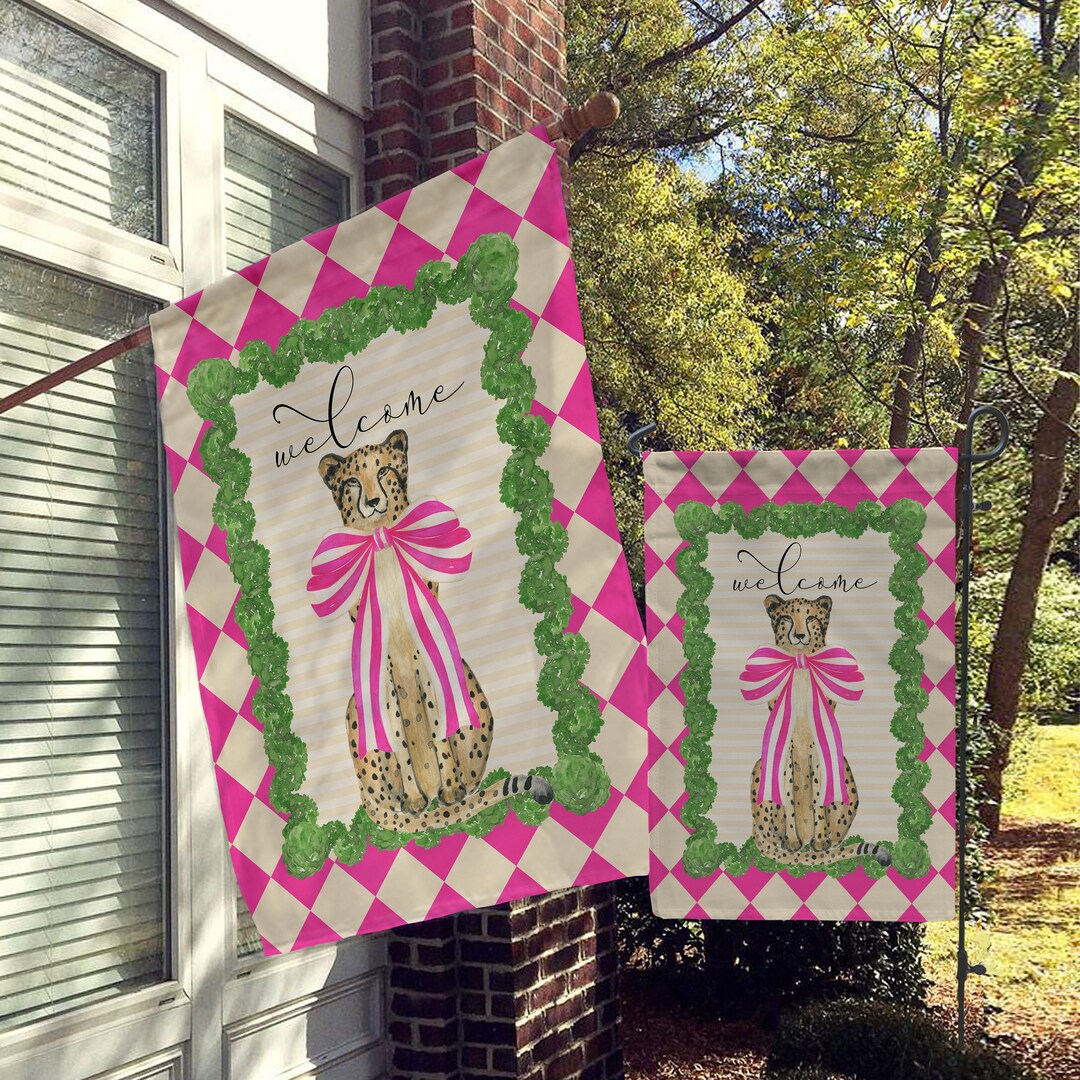 Welcome Garden Flag, House Flag, Porch Flags, Yard Flags, Cheetah ...