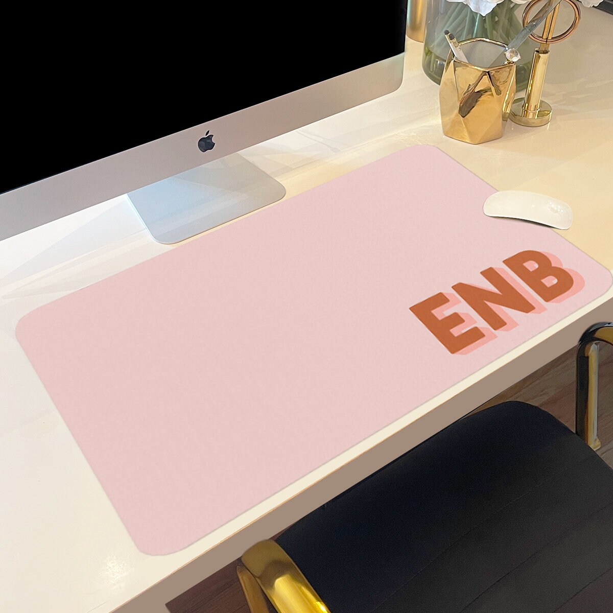 Initial Shadow Boho Desk Pad, Personalized Desk Cushion Pad, Monogram ...
