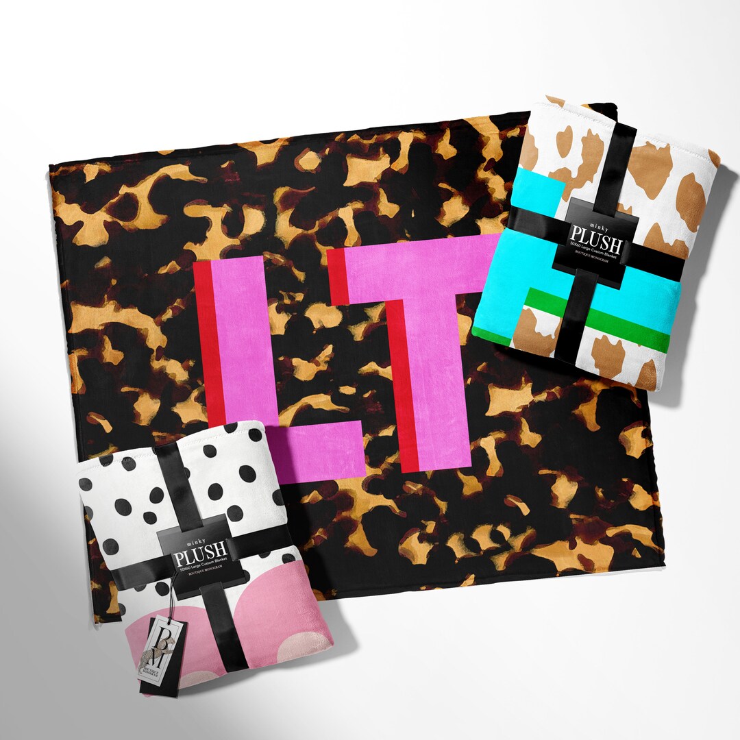 Custom Large Block Collecge Initial Blankets, Personalized Plush Custom ...