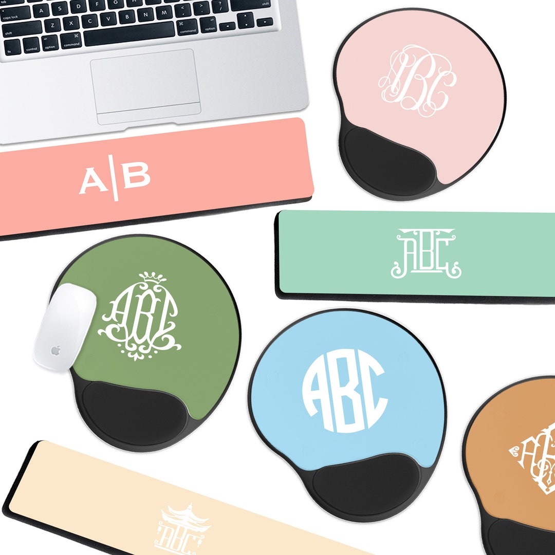 Monogrammed Mouse Pad, Personalized Wrist Rest Cushion Pad, Monogram ...