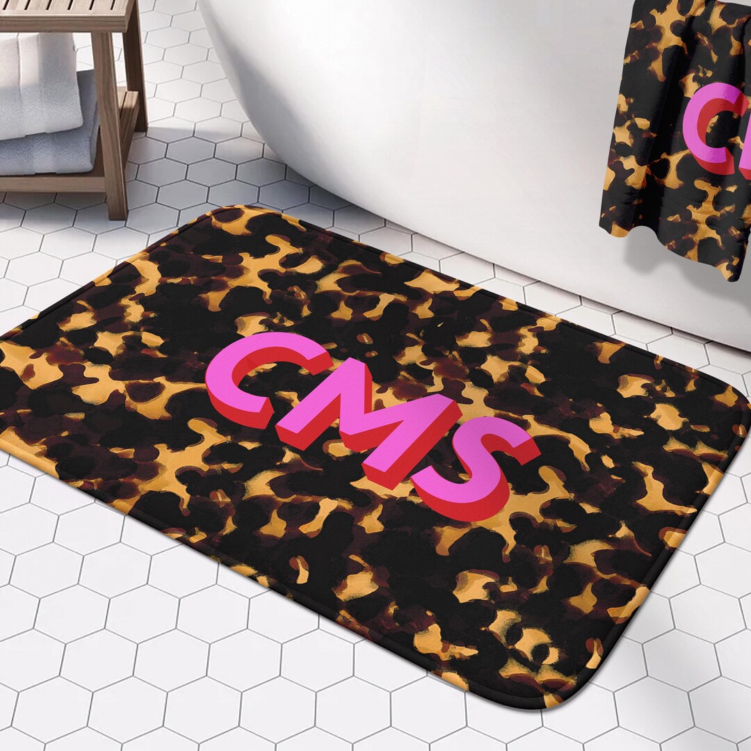 Monogrammed Bath Mat, Personalized Rug, Bathroom, Memory Foam, Tortoise ...