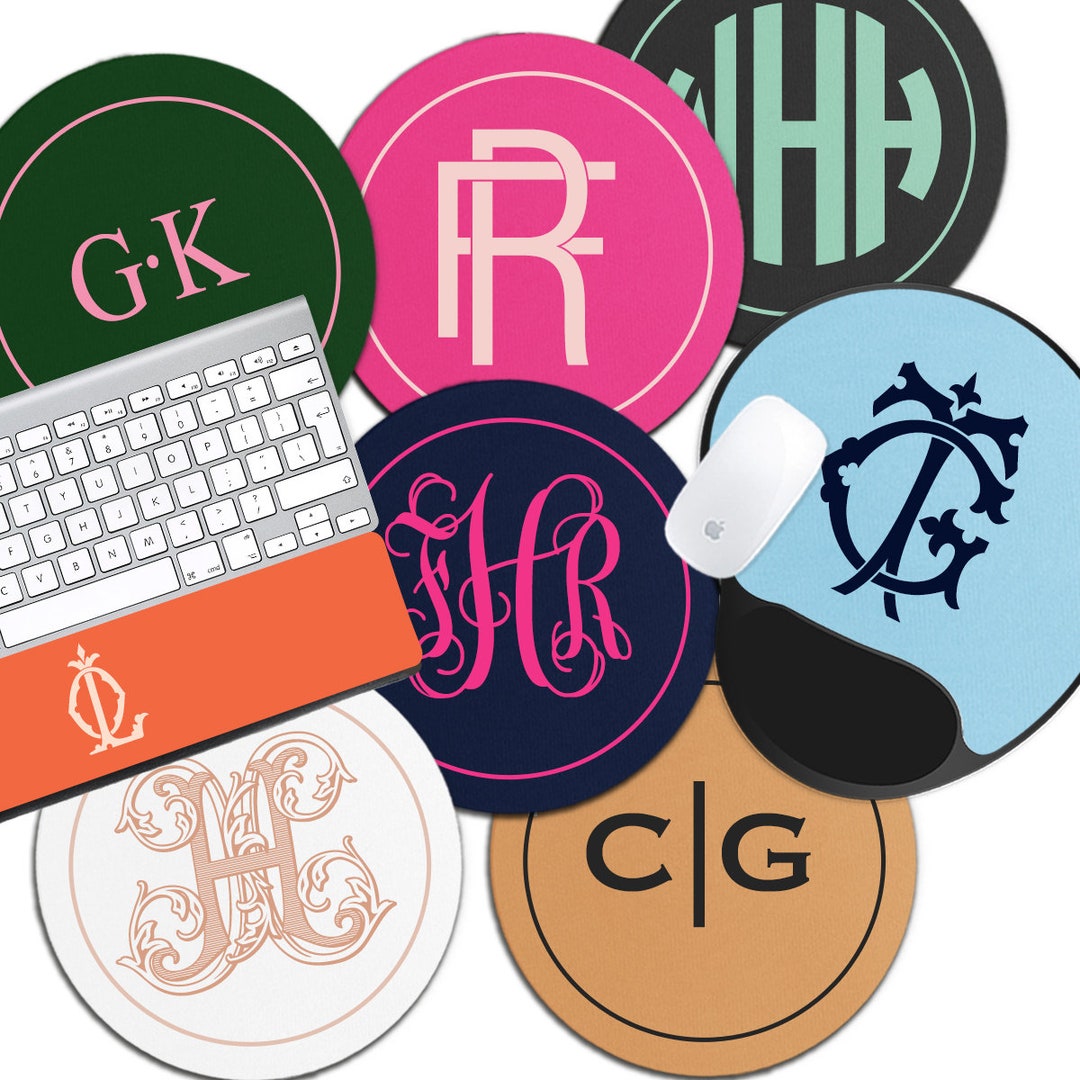 Monogrammed Mouse Pad, Personalized Wrist Cushion Pad, Monogram Initial ...