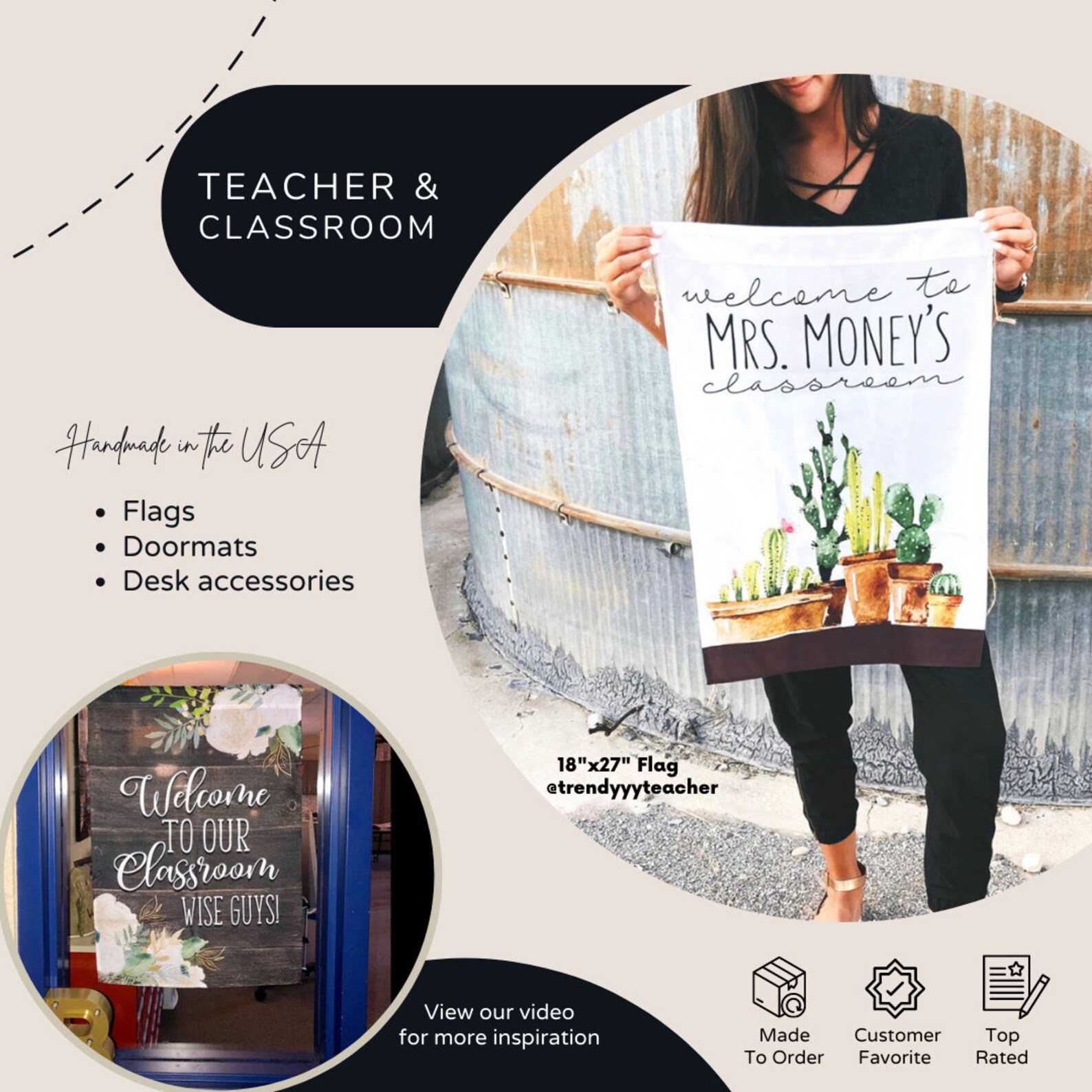 Personalized Teacher Classroom Flags Custom Teacher Classroom - Etsy