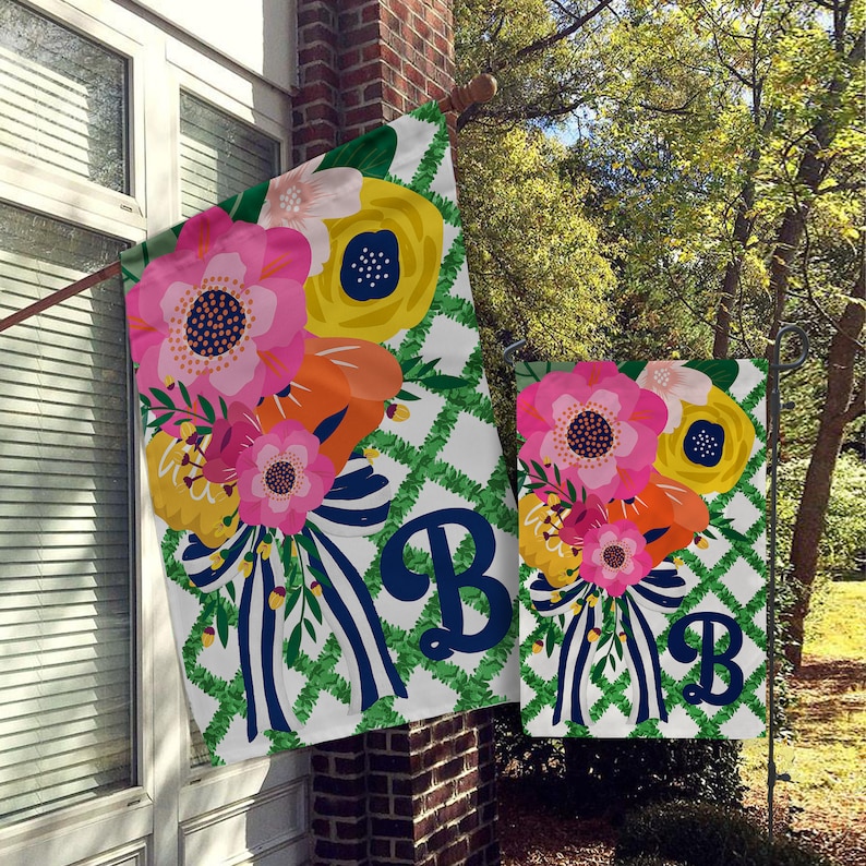 Personalized Flag, Monogram Garden Flags, Custom House Flag, Modern ...