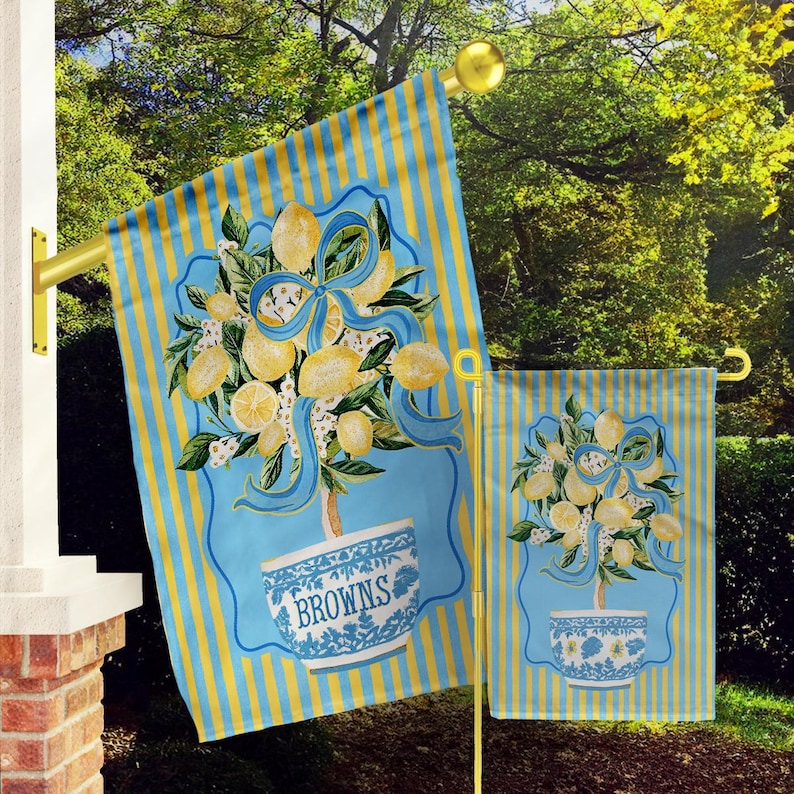 Personalized Garden Flag, Custom Garden House Flag, Monogram Flag, Blue ...