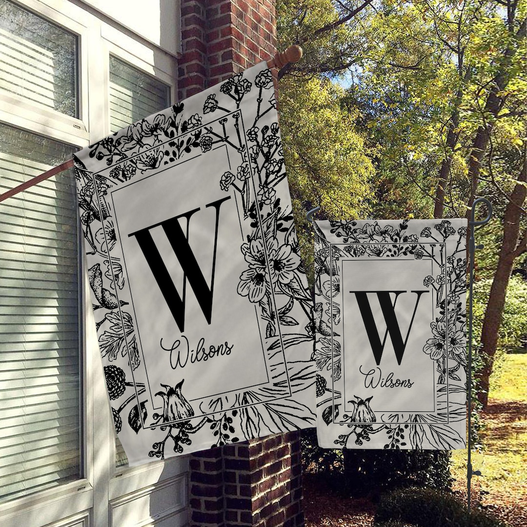 Personalized Garden Flag, Custom Garden House Flag, Floral Garden Flag ...