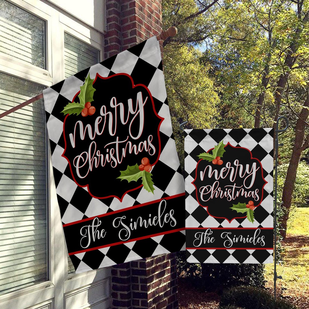 Custom Personalized Christmas Flag, Happy Holidays, Merry Christmas ...
