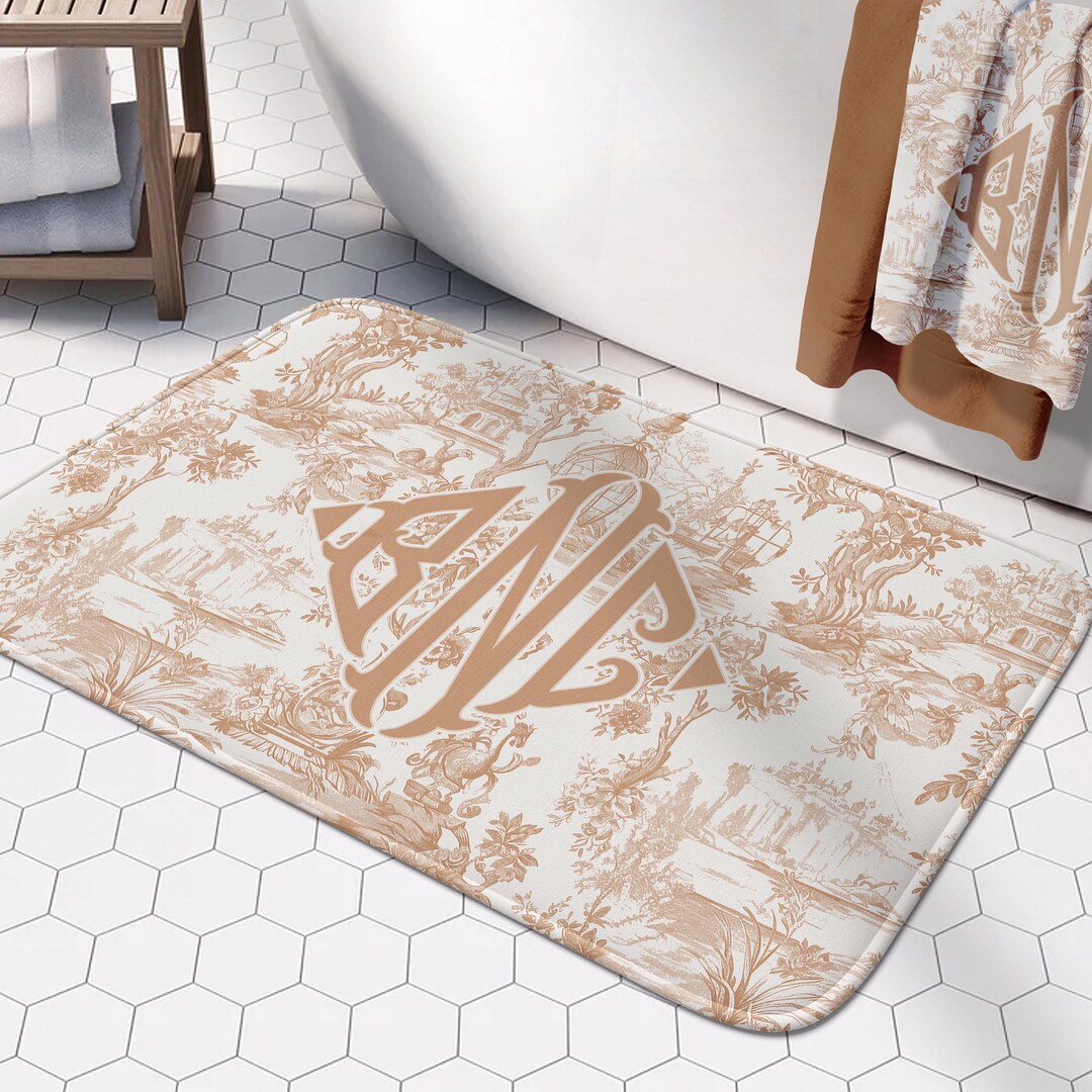 Monogrammed Bath Mat, Personalized Rug, Bath Mat, Personalized Bathroom ...
