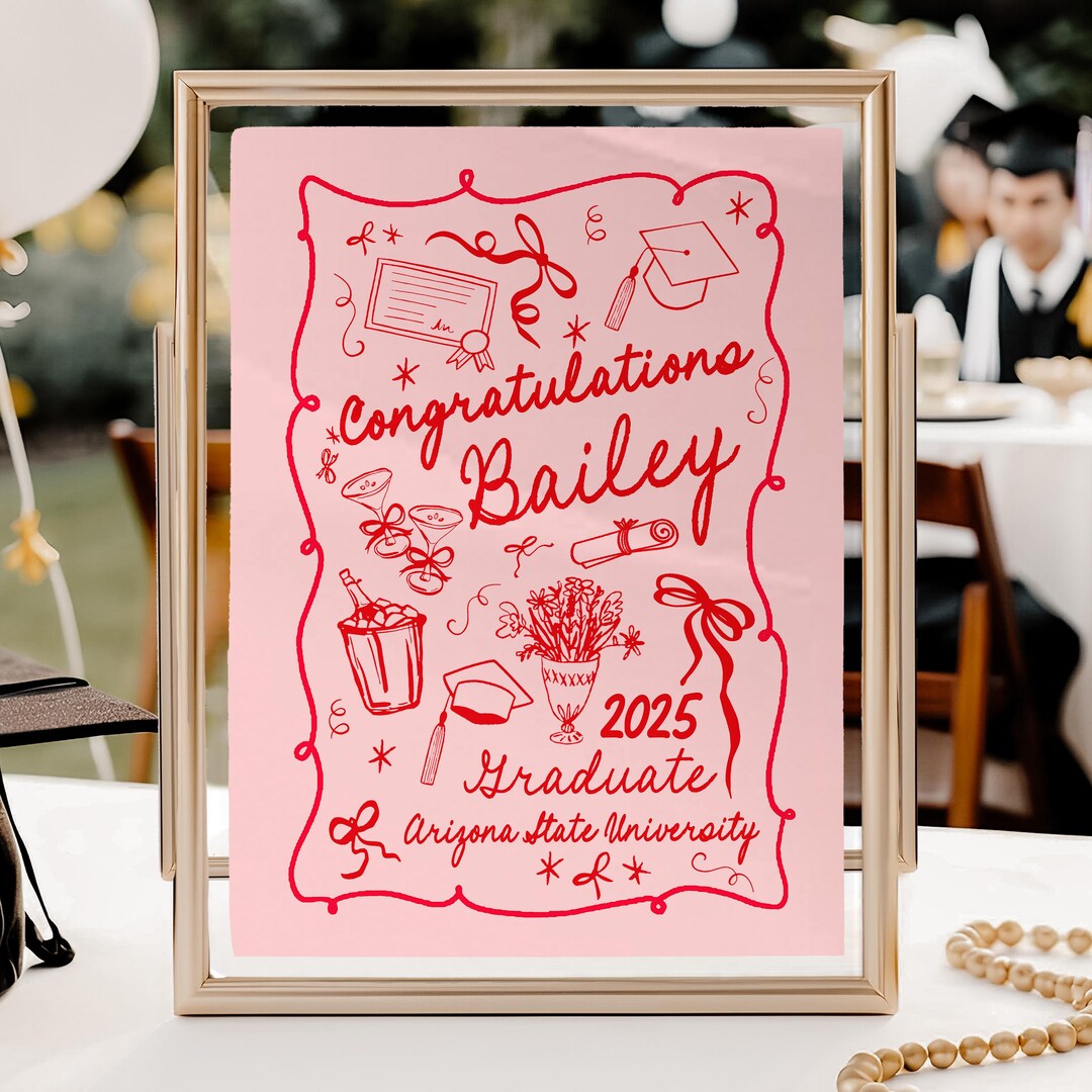 Custom Printed Graduation Table Sign, Personalized Graduate, Grad Party ...
