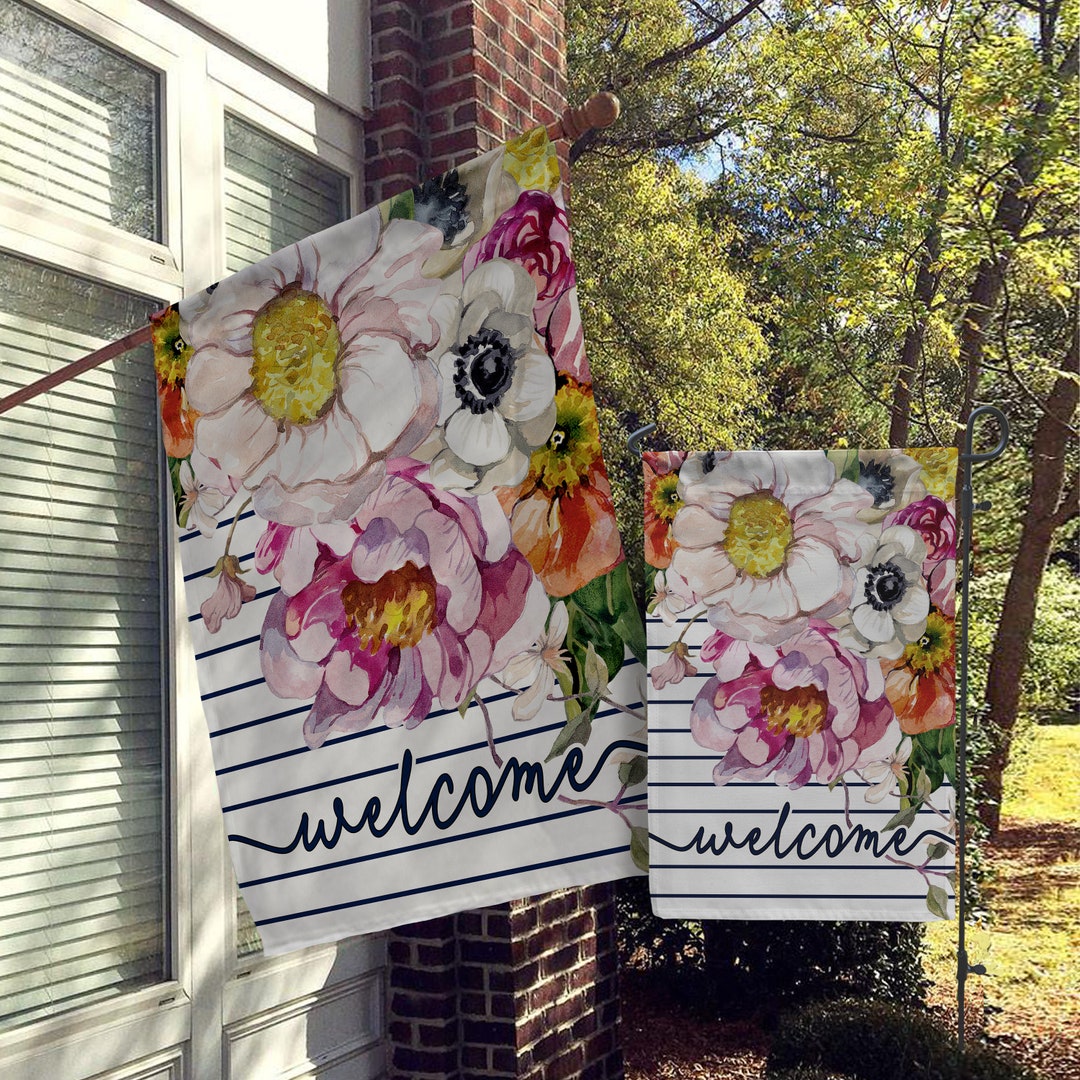 Welcome Flags, House Flags, Garden Flags, Porch Flags, Yard Flags, Navy ...