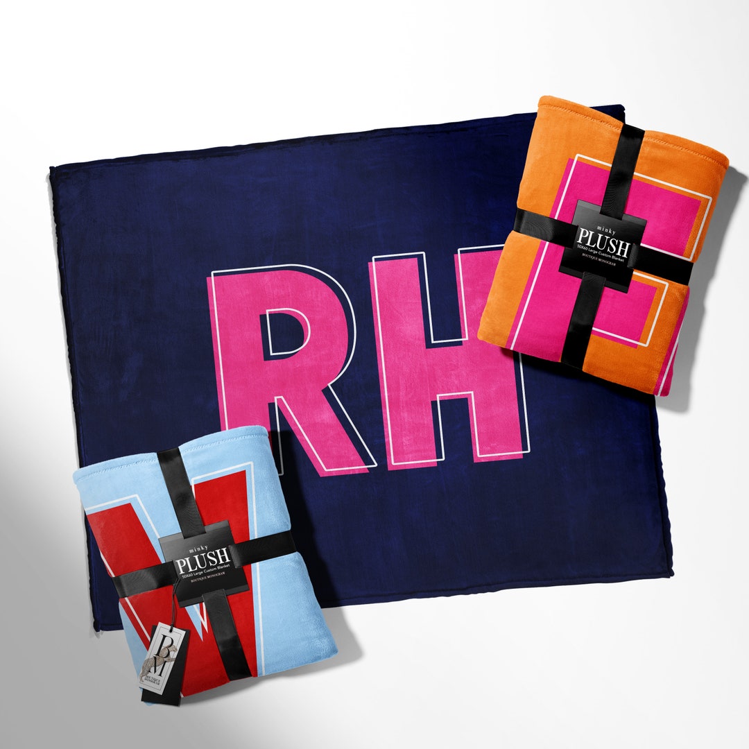 Custom Large Initial Blanket, Personalized Plush Custom Blanket ...