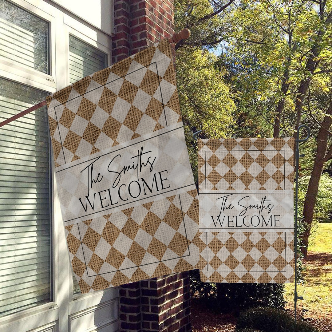 Personalized Garden Flag, Custom Garden House Flag, Modern Minimalist ...