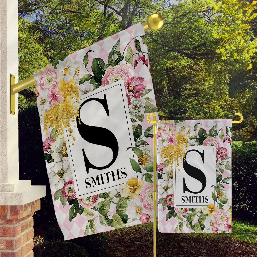 Personalized Flag, Monogram Garden Flags, Custom House Flag, Modern ...