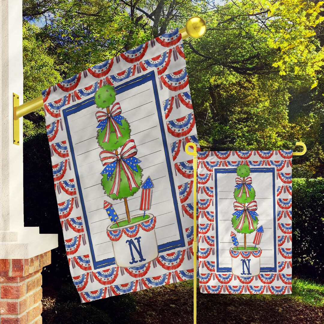 Personalized Flag, Monogram Garden Flags, Custom Flag, Modern Preppy ...