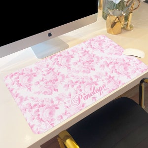 Fancy Rose Pattern Desk Pad, Personalized Cushion Pad, Monogram Desk ...