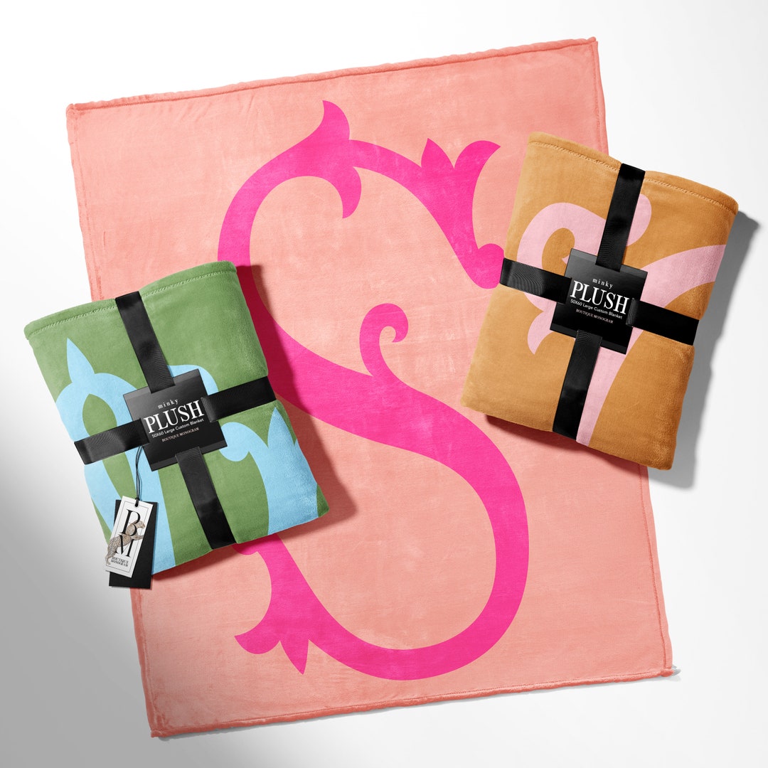 Custom Fancy Monogram Blankets, Personalized Plush Custom Blanket ...