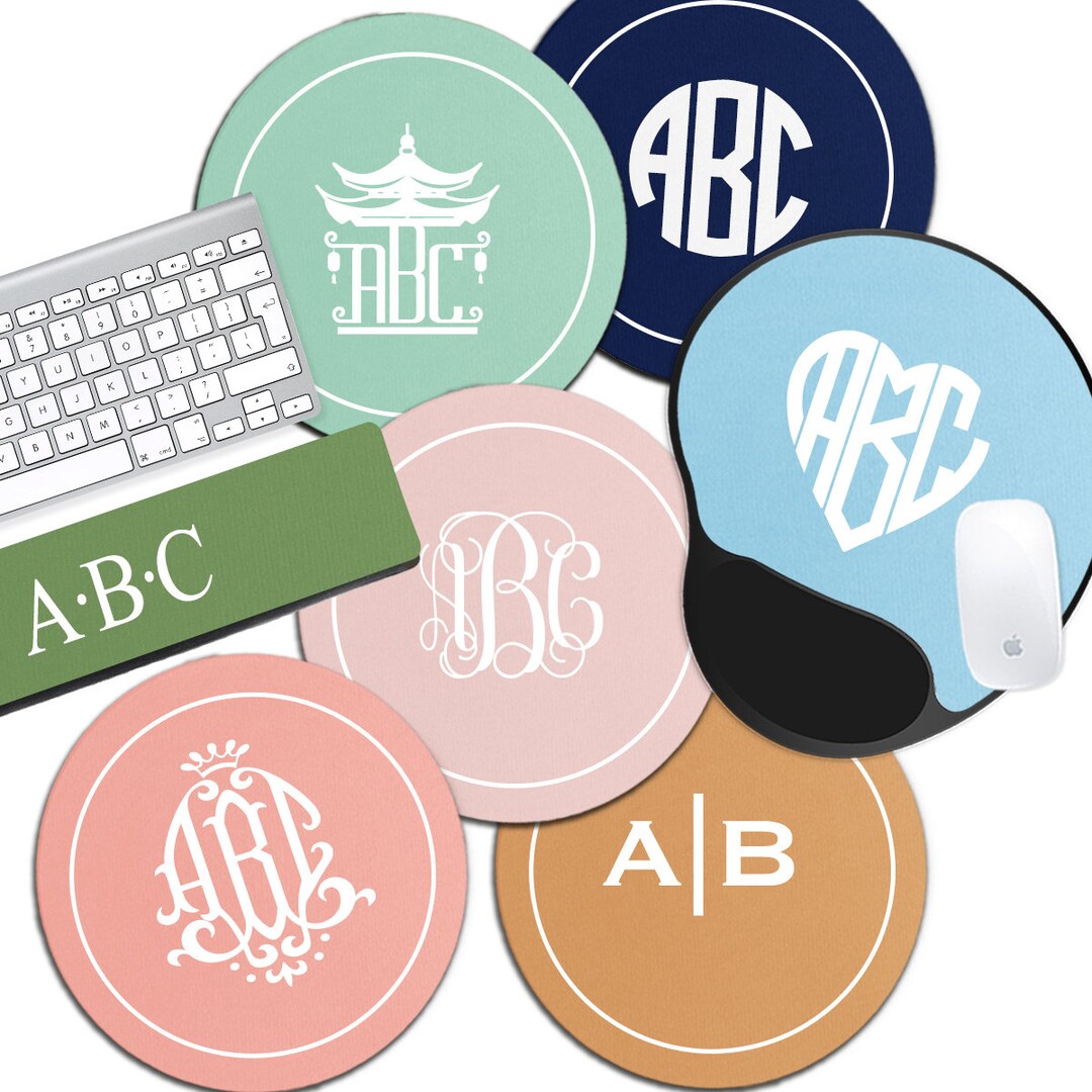 Monogrammed Mouse Pad, Personalized Wrist Cushion Pad, Monogram Initial ...