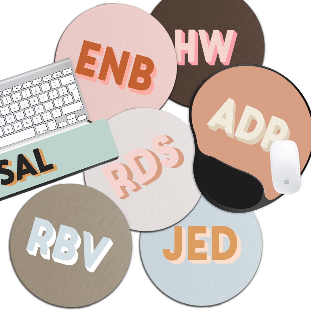 Personalized Initial Mouse Pads, Custom Wrist Rest, Initial Gel ...