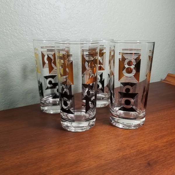 Black and Gold Drinking Glasses - Etsy