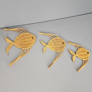 Set of 3 Wicker Rattan Fish - Etsy