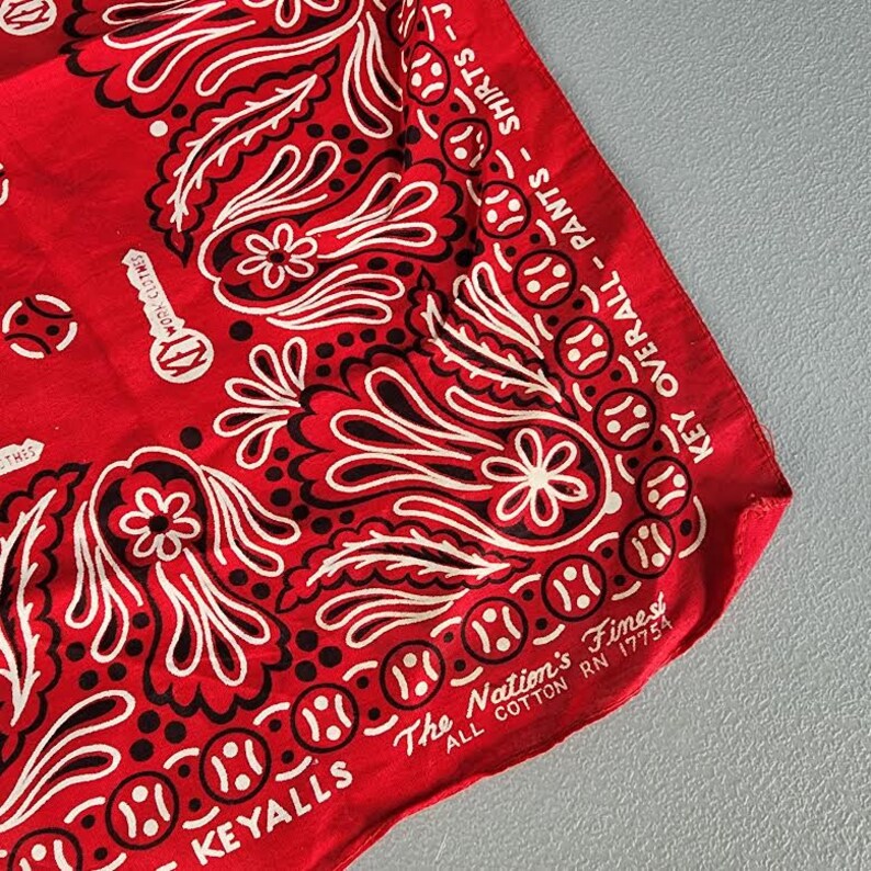 Vintage Key Work Clothes Red Bandana RN 17754 - Etsy