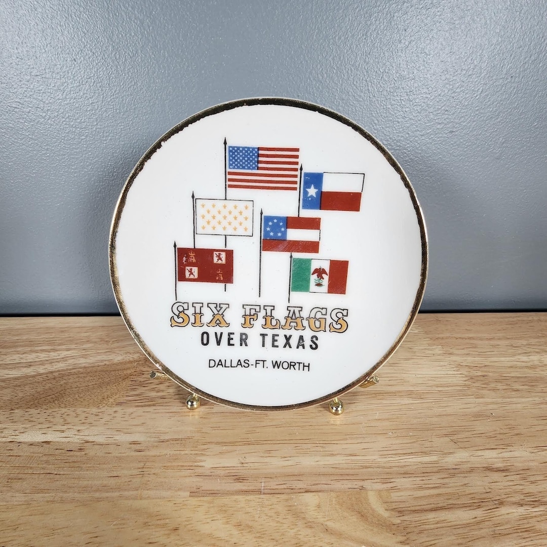 Vintage Six Flags Over Texas Souvenir Plate - Etsy