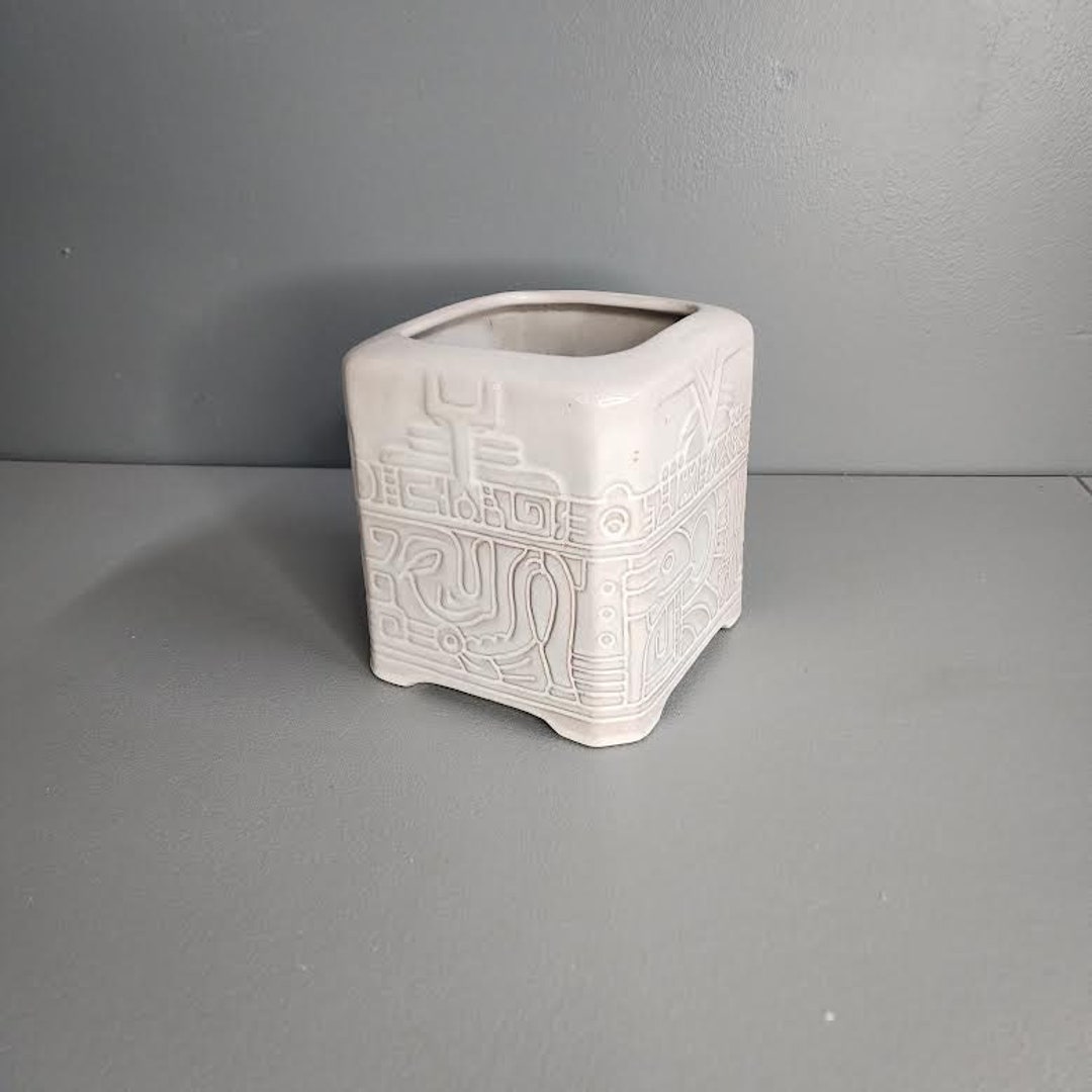 Frankoma Pottery Mayan Aztec White Sand 4C Planter Vase - Etsy