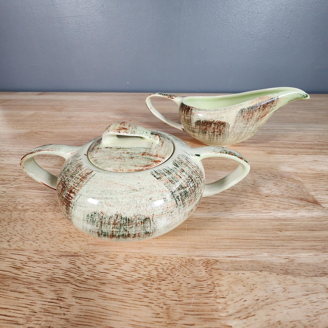 Vernon Ware Raffia Sugar and Creamer - Etsy