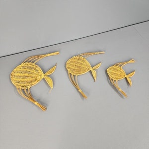 Set of 3 Wicker Rattan Fish - Etsy