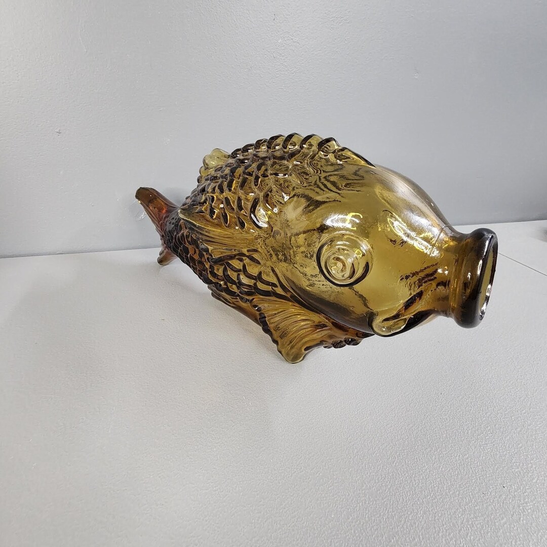 Vintage Blown Glass Fish Decanter - Etsy