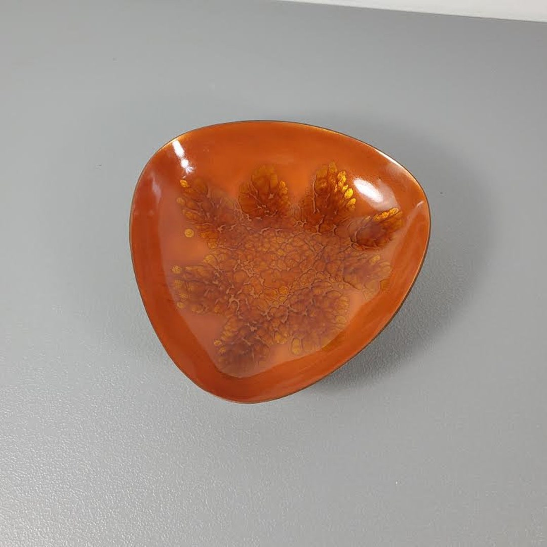 Kareka Enamel on Copper Modernist Dish - Etsy