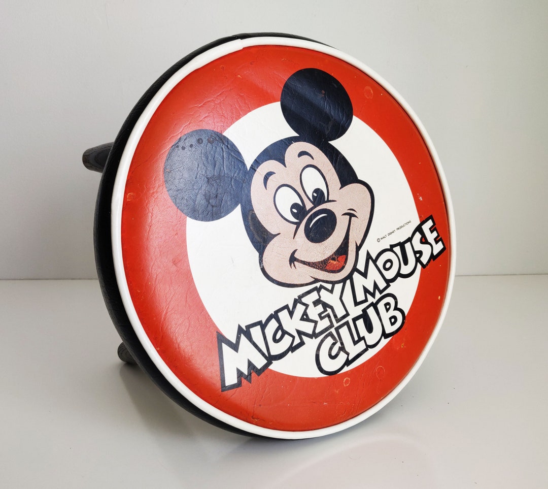 1970s Mickey Mouse Club Stool With Wooden Legs and Padded Seat - Etsy