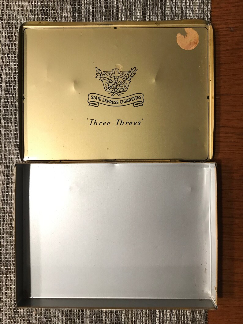 Cigarette Tin State Express 333 Three Threes Made in England Hinged Lid ...