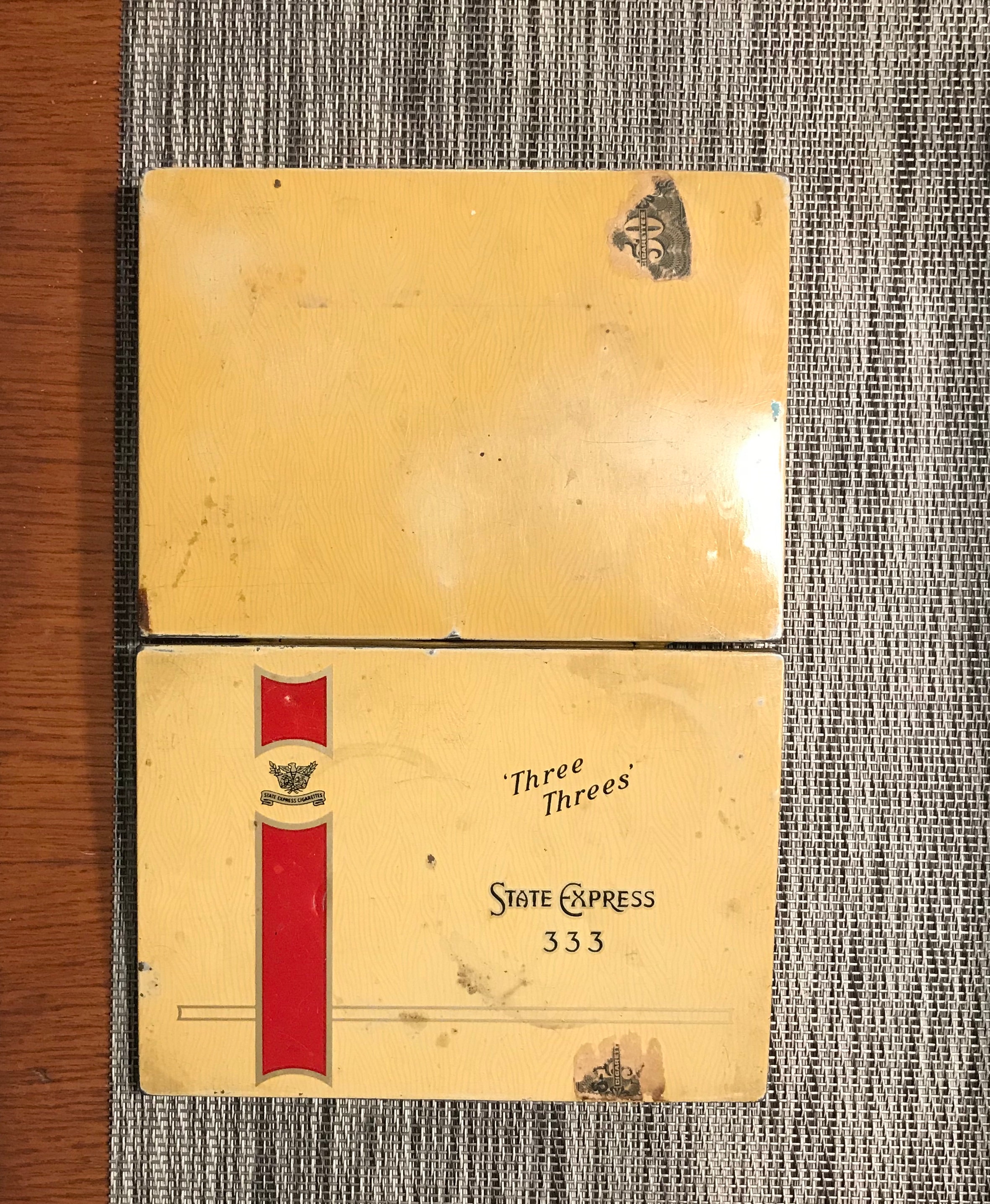 Cigarette Tin State Express 333 Three Threes Made in England Hinged Lid ...